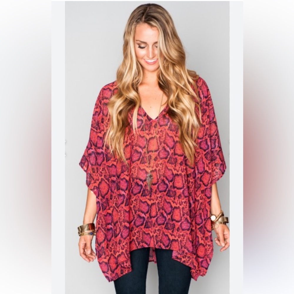 Red Snake Print Peta Tunic From Smym - Gem